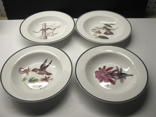 NATIONAL WILDLIFE FEDERATION China Hummingbird Series Set of 4 Rim Soup ...