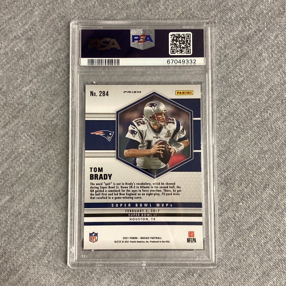 Tom Brady 2021 Panini Mosaic Reactive Blue Prizm #284 Patriots PSA 9 ...