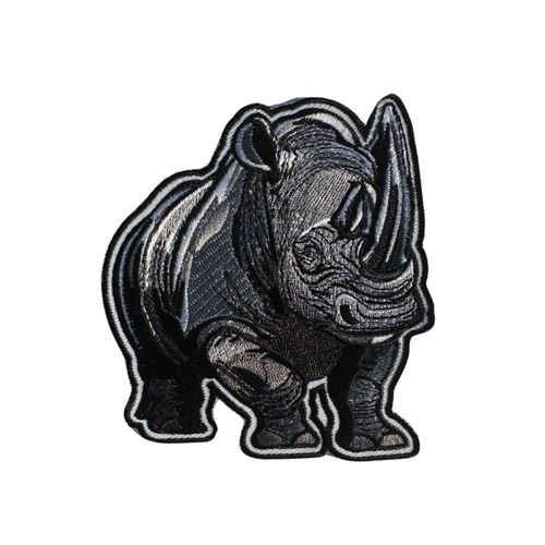 Rhino Embroidered Iron On Patch - Wild Animal Zoo 032-B | eBay