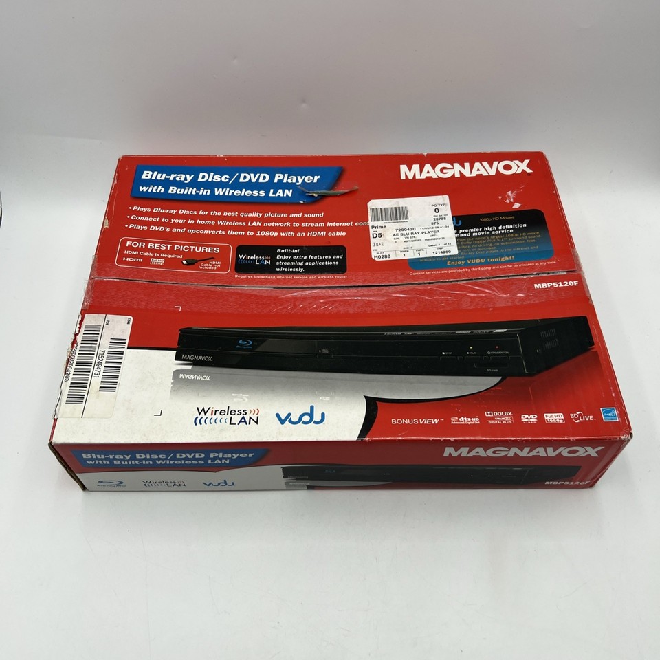 Magnavox Blu-Ray Disc / DVD Player FullHD 1080P MBP5120F New Open Box ...