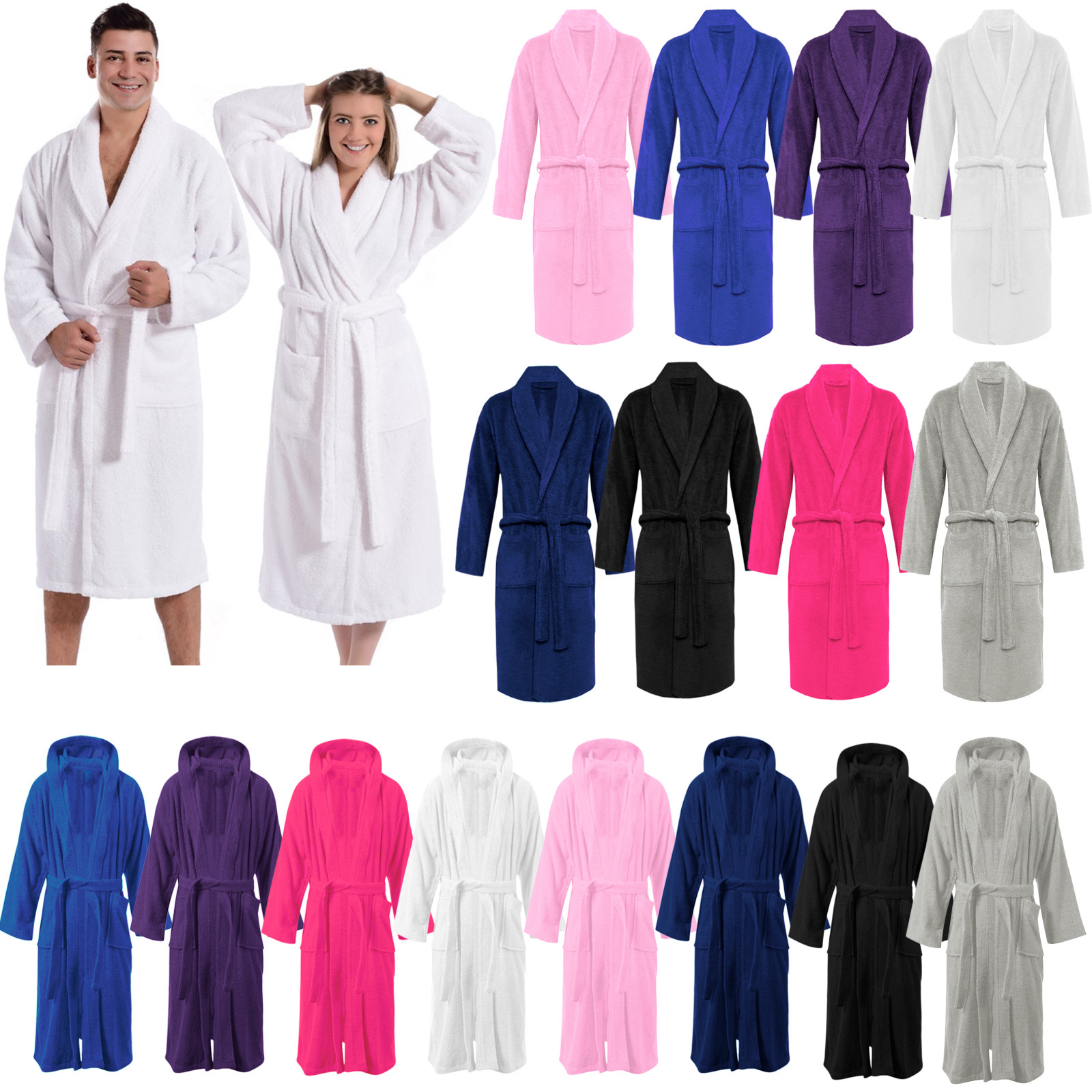 UNISEX LUXURY EGYPTIAN COTTON TERRY TOWELLING BATH ROBE DRESSING GOWN ...