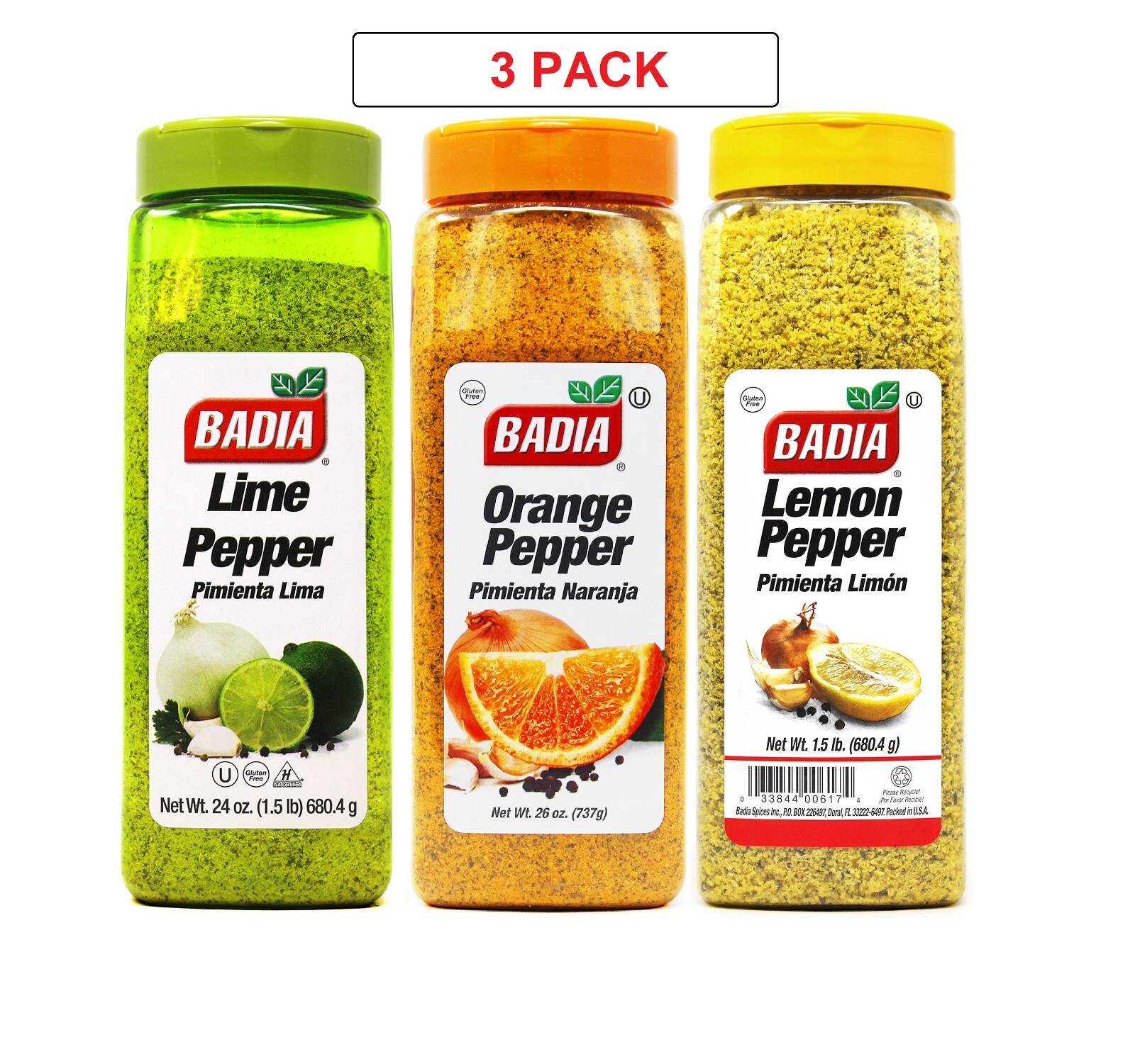 Combo Badia Orange & Lime & Lemon Pepper Seasoning /Sazon/Pimienta ...