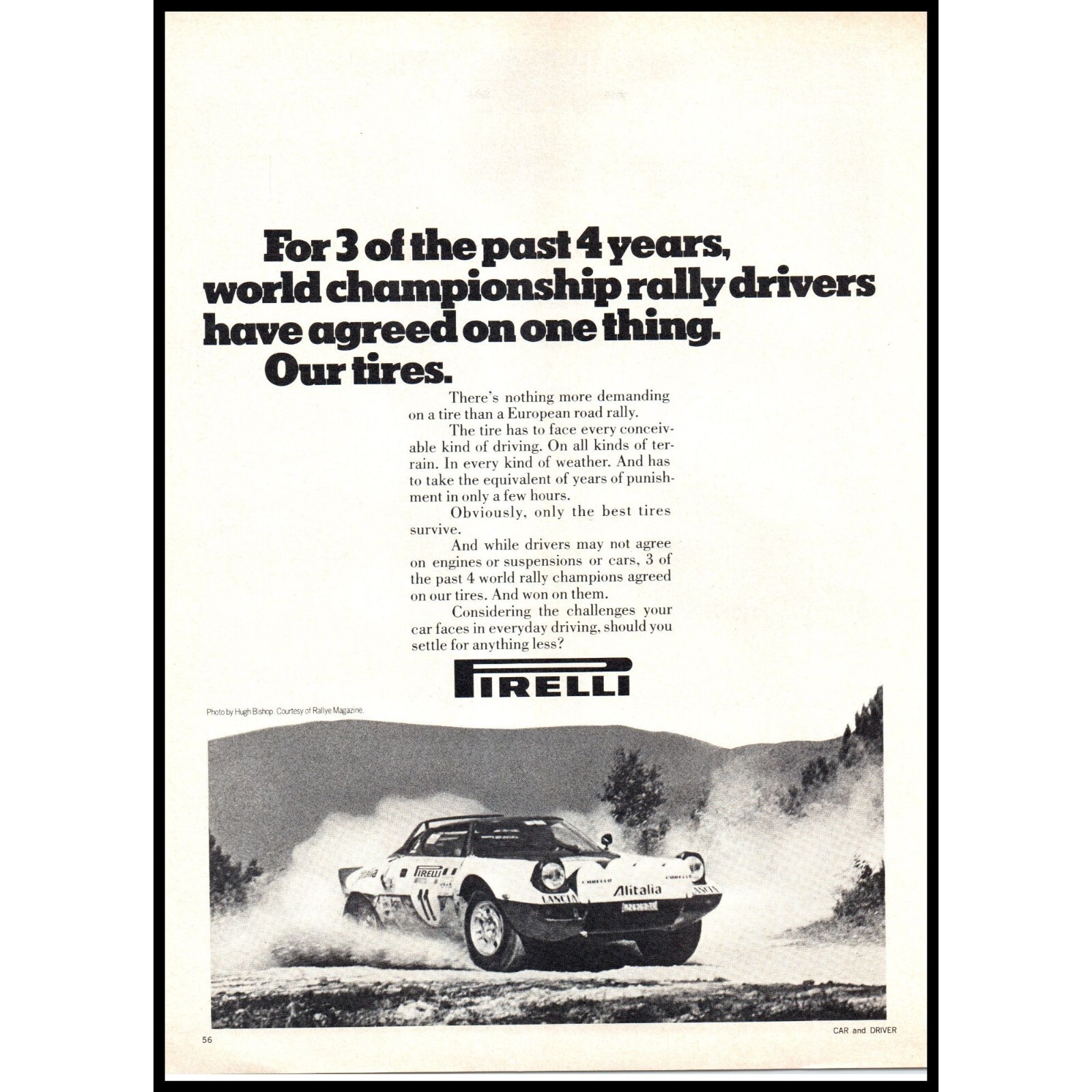 1976 Pirelli Tires Vintage Print Ad European Road Rally Car Man Cave ...