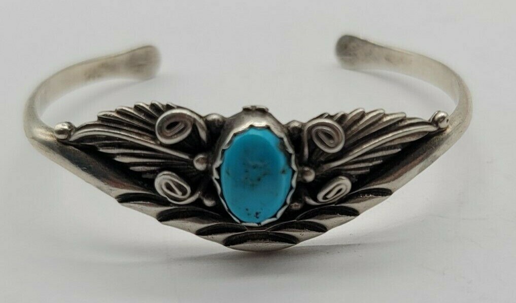 6" Native American Style Sterling Silver Cuff Bracele… - Gem