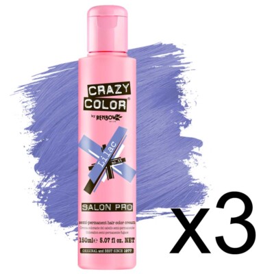 SALON CRAZY COLOR SEMI PERMANENT HAIR DYE COLOR 5.07 OZ #55 LILAC 3 ...
