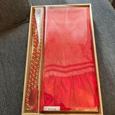 Red obiage and obi decoration, embroidered fabric, Japanese kimono ...