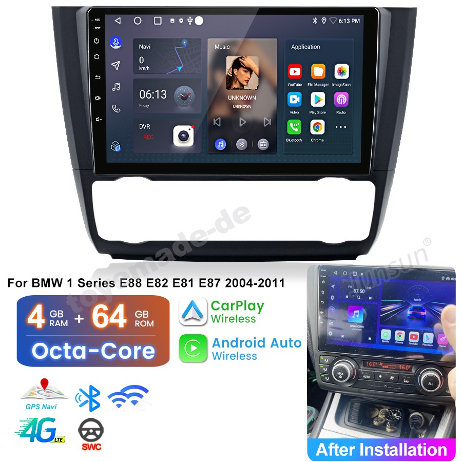 4+64GB Carplay For BMW 1 Series E88 E82 E81 E87 Car Stereo Radio GPS ...