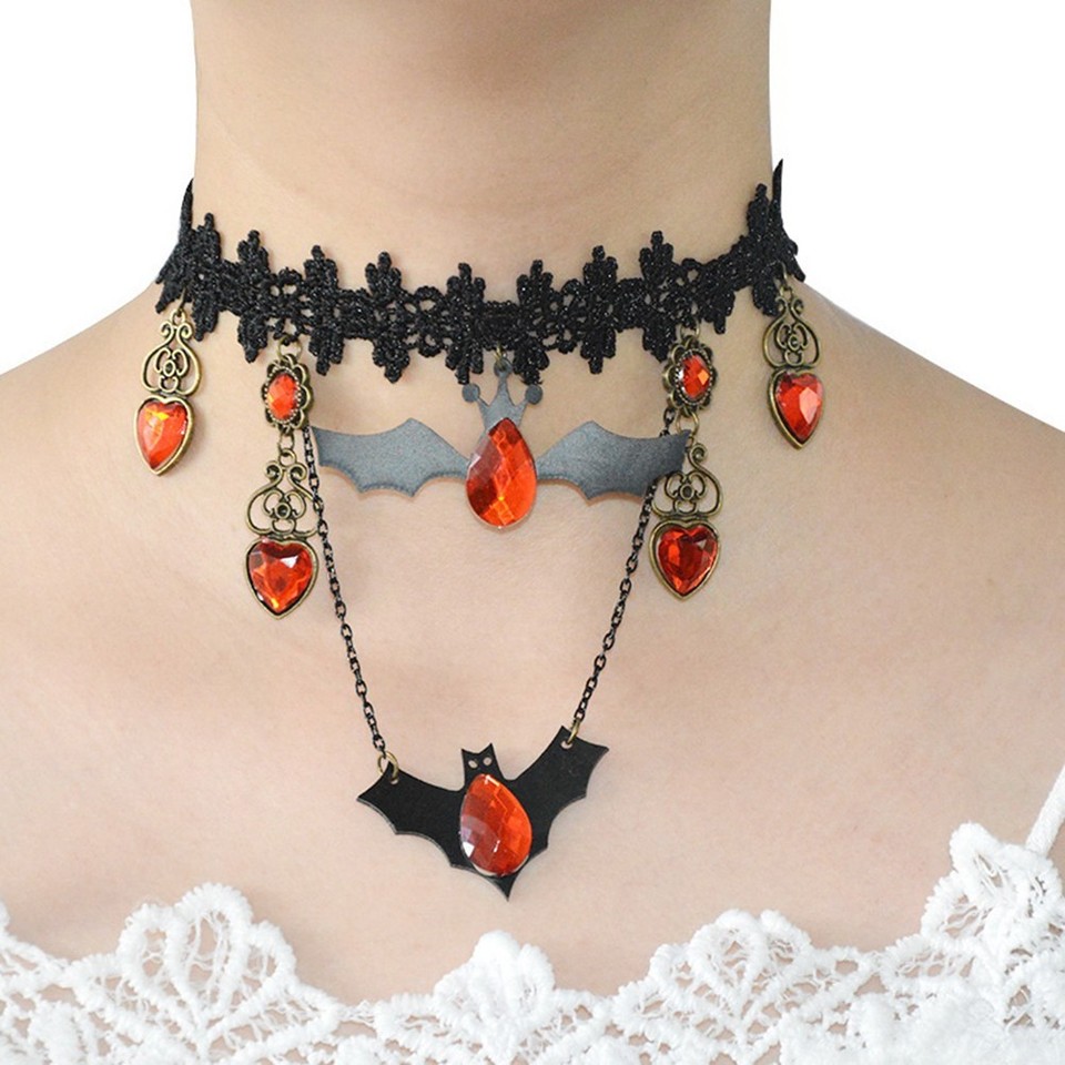 Festival Creative Necklace Vintage Bat Shaped Neck Chain Lace Neck ...