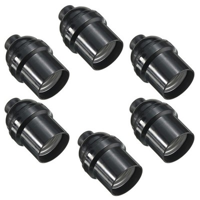 6pcs E26 E27 Screw Lamp Holder Black Plastic Ceiling Light Base Adapter ...