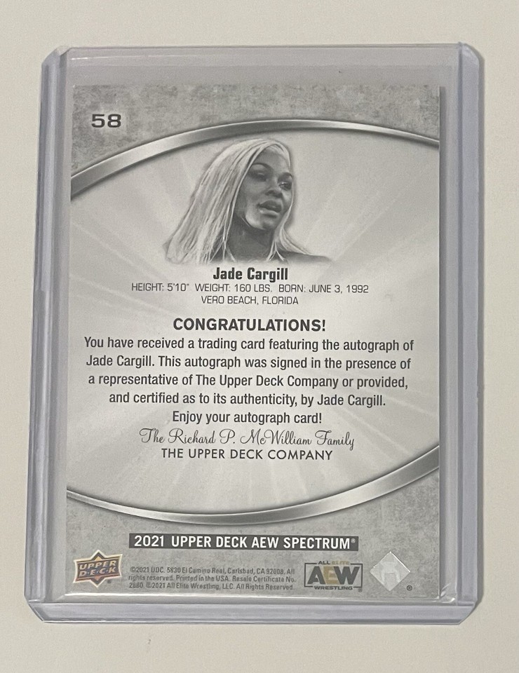 2021 Upper Deck AEW Spectrum Jade Cargill Rookie Auto! Rare SP WWE ...