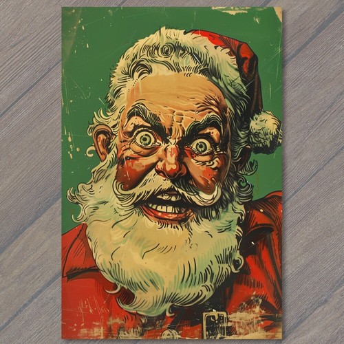 POSTCARD Evil Santa Christmas Nostalgic Weird Festive Scary Unusual ...
