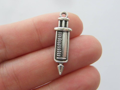 12 Syringe injection charms antique silver tone MD100 | eBay