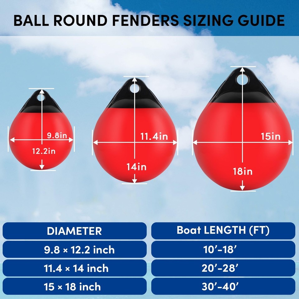 10/12/15 inch Boat Buoy Balls Anchor Buoy Float Round Boat Fenders ...