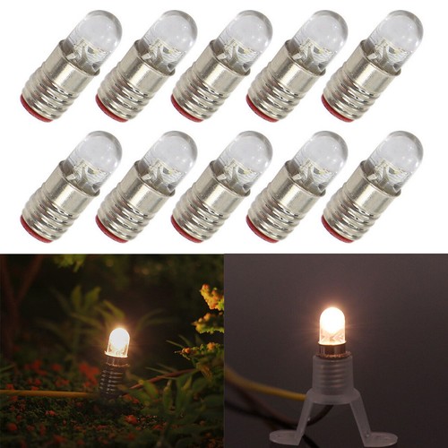 10Pcs Warm White 5mm Screw Bulb E5 E5.5 12V 12V Model Light HO TT N ...