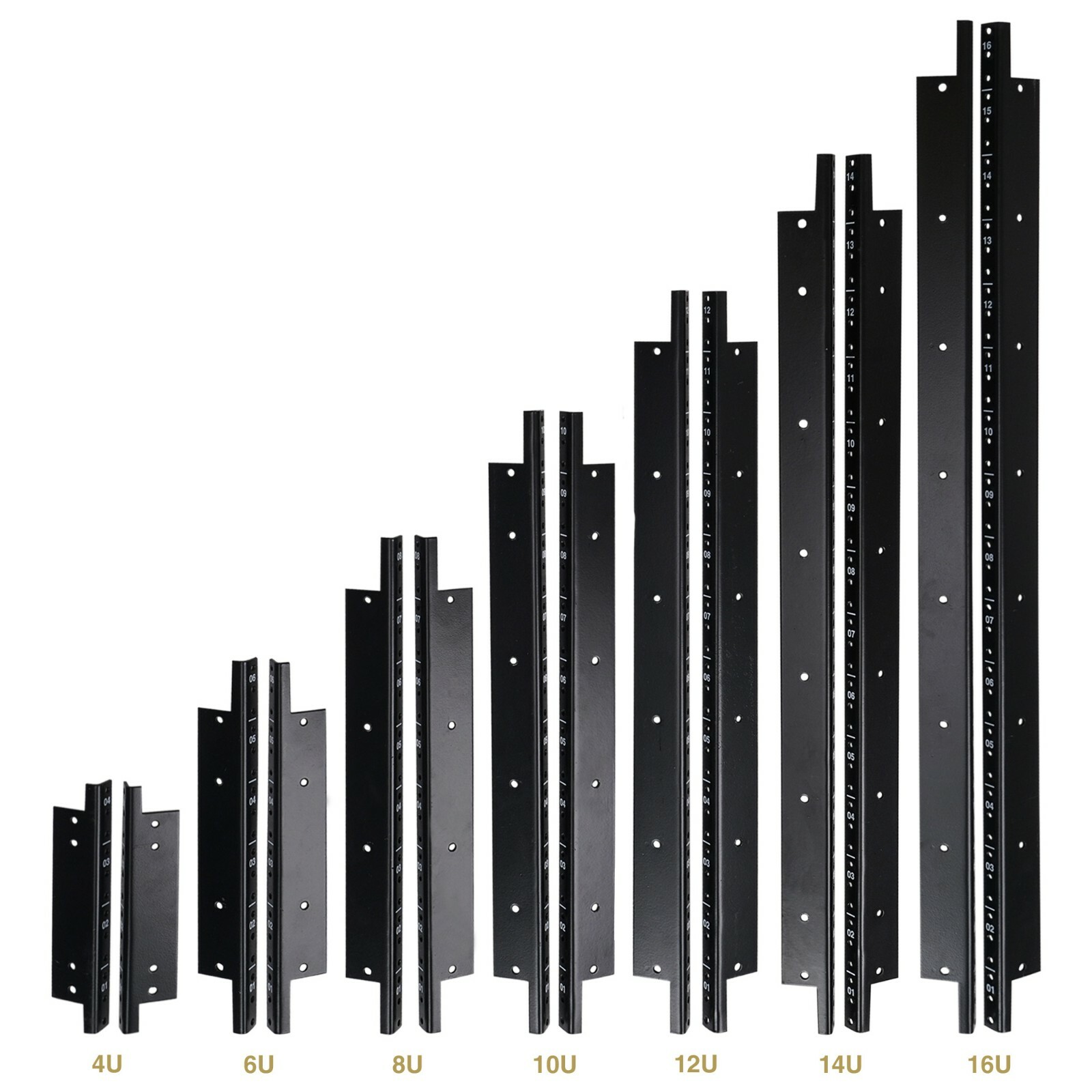 Sound Town 2-pack 12U Rack Rails, Black Powder Finish, with Screws (ST ...
