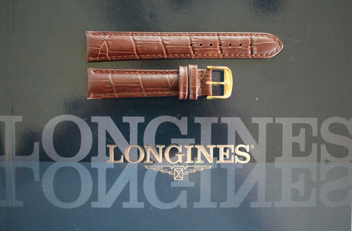 FOR LONGINES 19MM BROWN CROCO LEATHER WATCH BAND WATCHBAND STRAP & GOLD ...