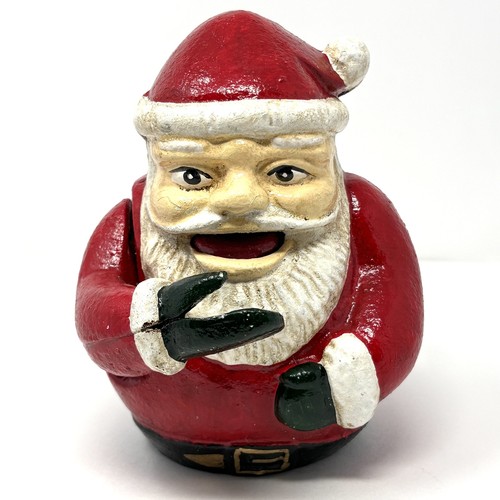 WORKING Santa Claus Cast Iron Mechanical Bank Vintage Xmas Antique ...