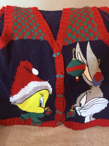 Bugs Bunny and Tweety Vintage Loony Tunes Christmas Sweater Warner Bros ...