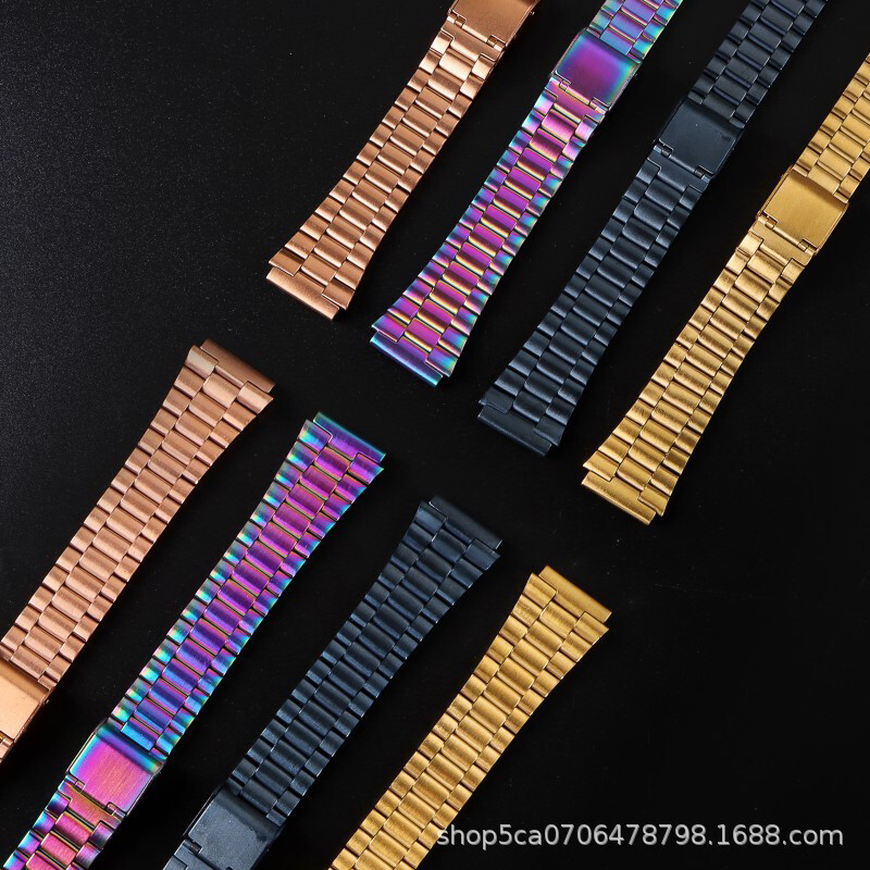 For Casio F91W F84 F105 F106 A158 A159 A168 Steel Strap 18mm Metal ...