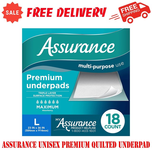 Assurance MAXIMUM Absorbency Unisex Premium Quilted Underpad - L Total ...