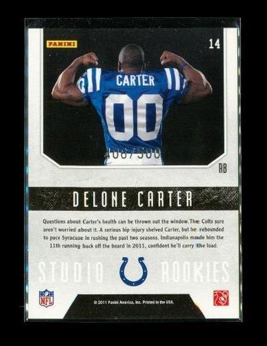 2011 PANINI STUDIO ROOKIES & STARS Football Card #14 DELONE CARTER ...