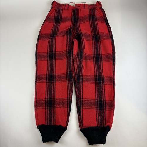 Vintage Johnson Woolen Mills Red Cuff Pants 30x30 Wool Buffalo Plaid ...