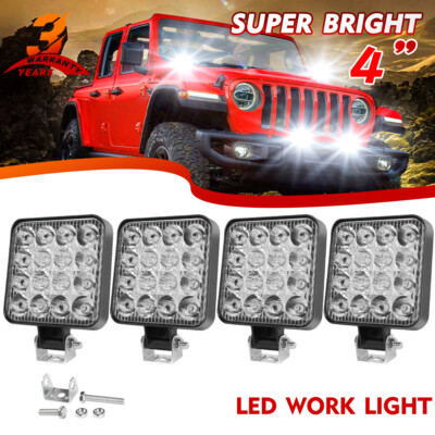 4 x LED Work Light Flood SPOT Lights For Truck Off Road Tractor ATV ...