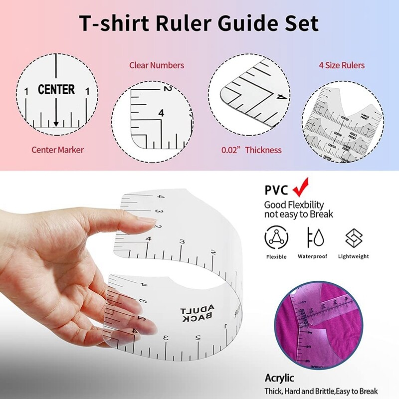 9 PCS T-Shirt Alignment Tool, T-Shirt Guide Ruler for Designing ...