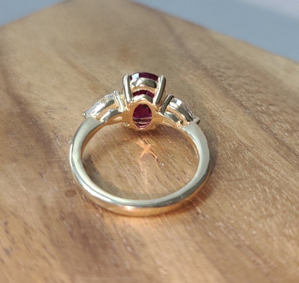 Stunning 14k Yellow Gold Engagement Ring 2.98ct.Natural Ruby Oval Cut GIA Cert | eBay