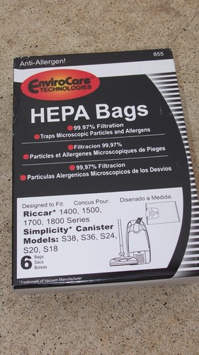 6 HEPA Vacuum Cloth Bags fit Simplicity H Riccar 1400 1500 S38 S36 S24 ...