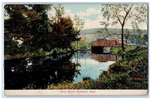 Great Brook River Bridge Scene Southwick Massachusetts MA Vintage ...