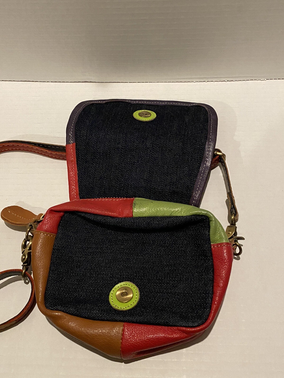 Small Colorful Crossbody Leather Purse Multiple Patte… - Gem