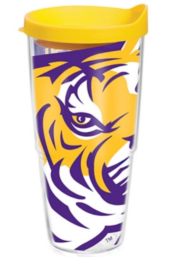 LSU Tigers 24oz Tervis Tumbler with Lid-Colossal Wrap-Made in USA-New ...