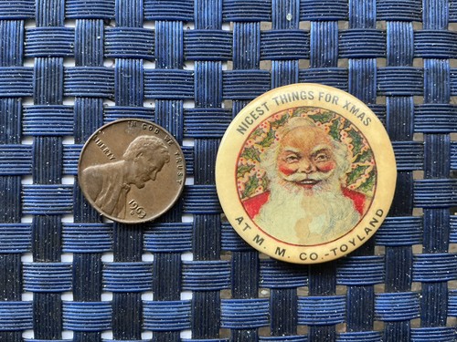 Early Rarity Santa Christmas Celluloid Advertising Pinback Button W ...