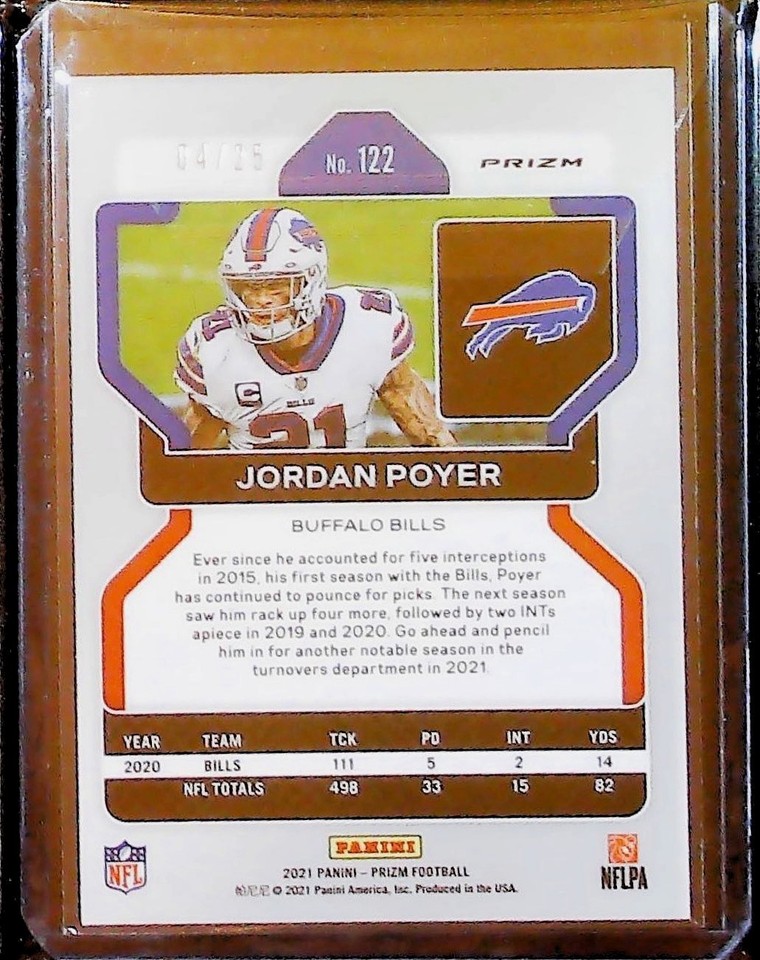 2021 Panini Prizm Football Jordan Poyer Navy Camo Prizm /25 BILLS Card ...