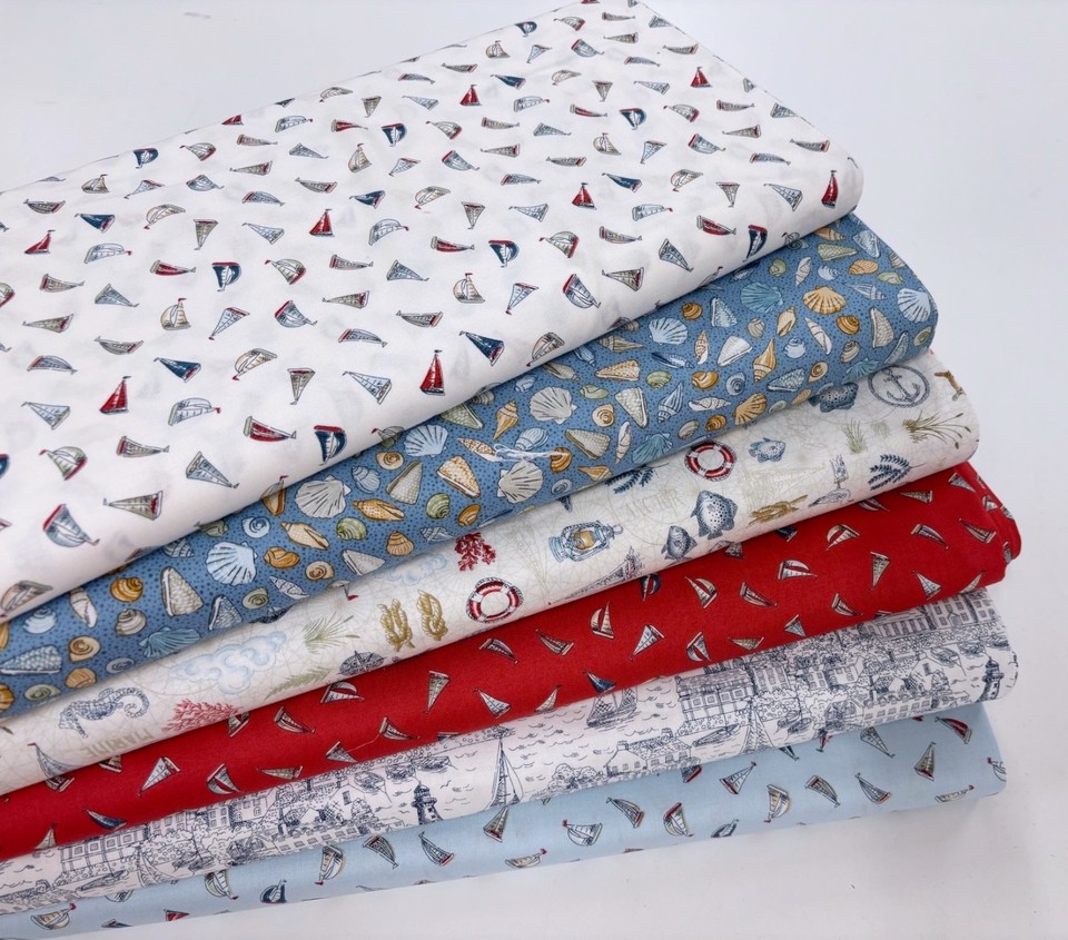 Seaside Cotton Fabric Mixed Ocean Nautical Sea Beach Patchwork Craft ...