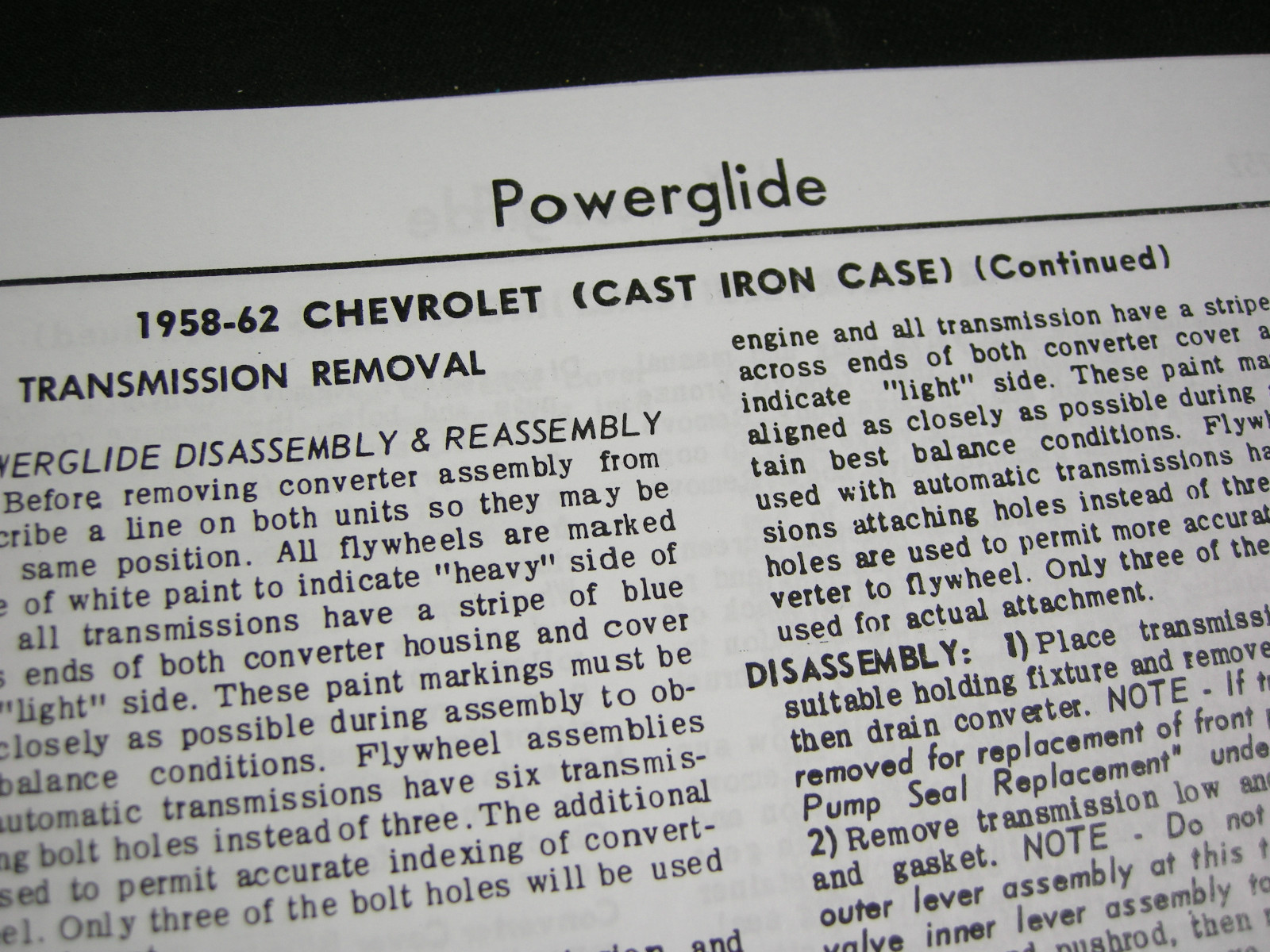 1958-62 Cast Iron Powerglide Shop Service Manual & Overhaul Rebuild ...
