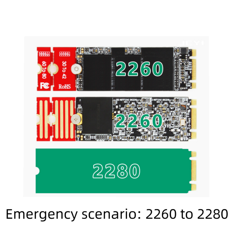 M.2 NGFF NVMe SSD 2230 2242 2260 to 2280 Length Extension Adapter ...