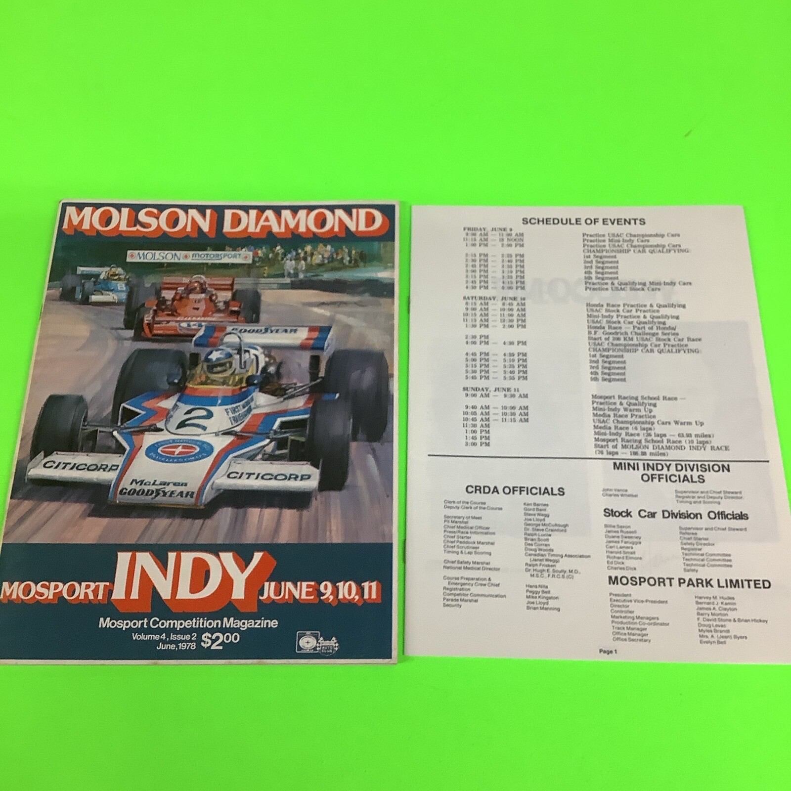 Race Program Molson Diamonds Mosport Indy 1978 | eBay