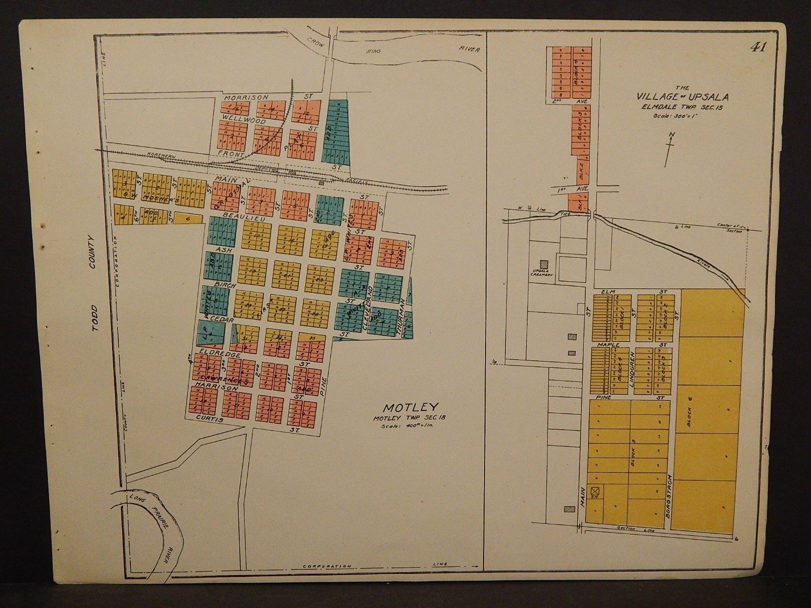 Minnesota Morrison County Map Motley Upsala Townships c.1920 U1#79 | eBay