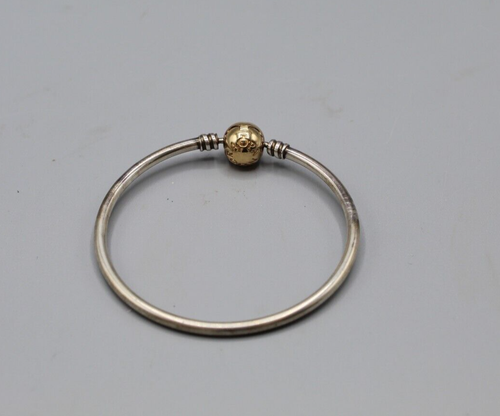 Pandora Sterling Silver & 14k Gold Bangle Bracelet 590718 *Pre-Owned ...