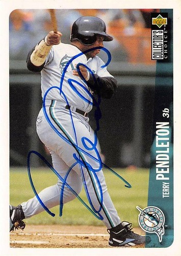 Terry Pendleton autographed baseball card (Florida Marlins) 1996 Upper ...