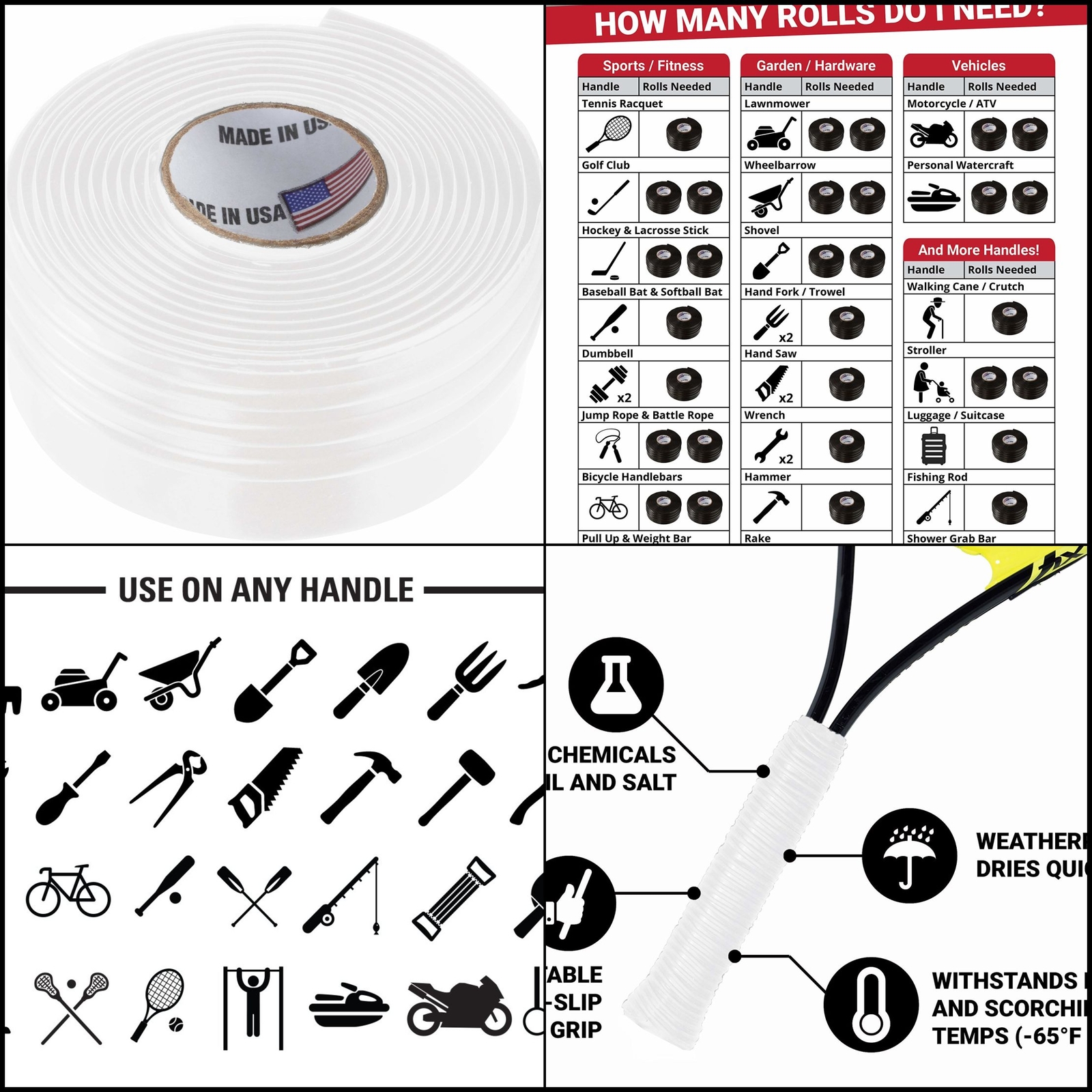 Silicone Rubber Grip Wrap for Tool Handles, Fitness & Sports Equip - 1 ...