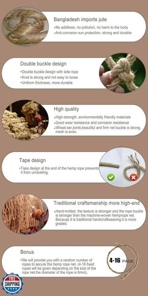 Safety Hemp Rope Net Kids Climbing Safety Net Tree House Climbing ...