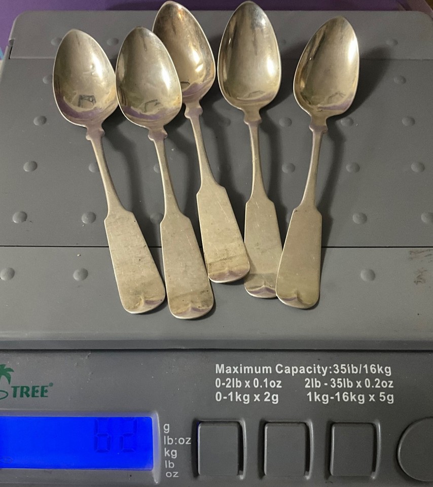 62 Grams Lot of 5 Coin Silver Spoons 90% Silver Marked NO RESERVE | eBay