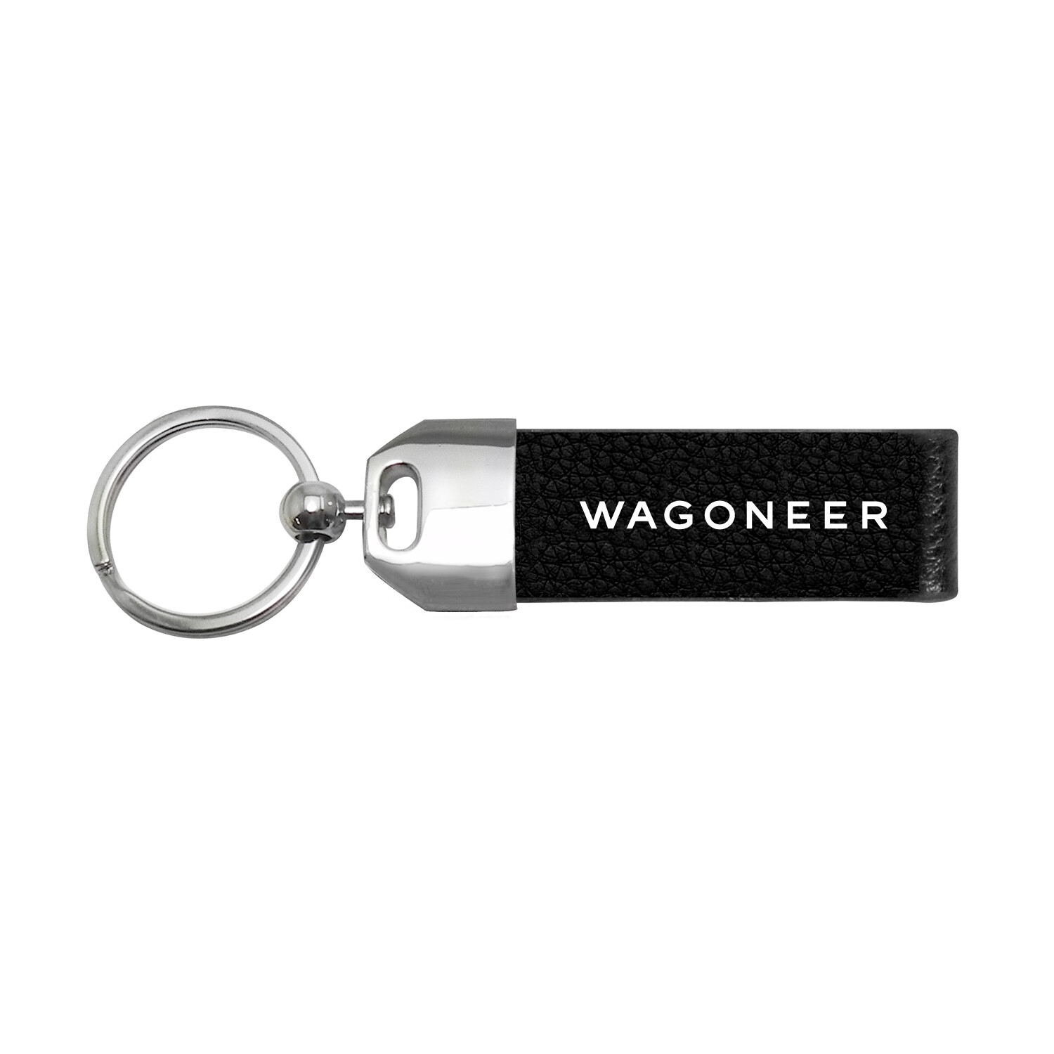 Jeep Wagoneer Black Leather Strap Chrome Metal Key Chain | eBay