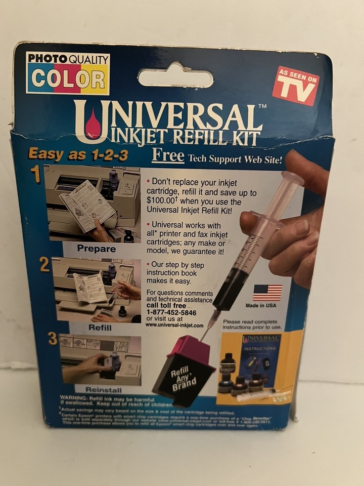 New ONTEL Universal Inkjet Printer Cartridge Black Refill Kit - Factory ...