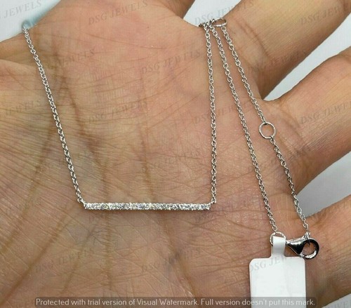 1 Ct Lab Created Diamond Women Wedding Bar Pendant Necklaces 925 ...