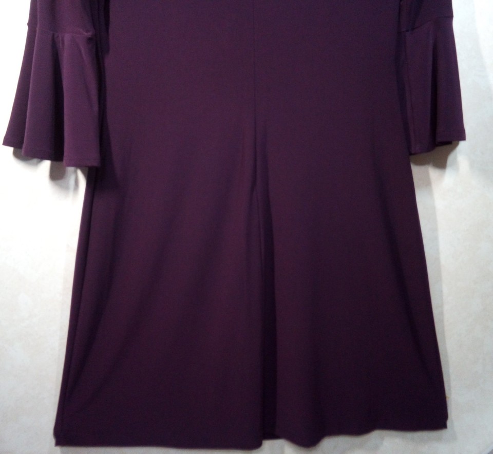 Tommy Hilfiger Sheath Dress Women 8 Plum Round Neck 3/4 Sleeve Bell ...