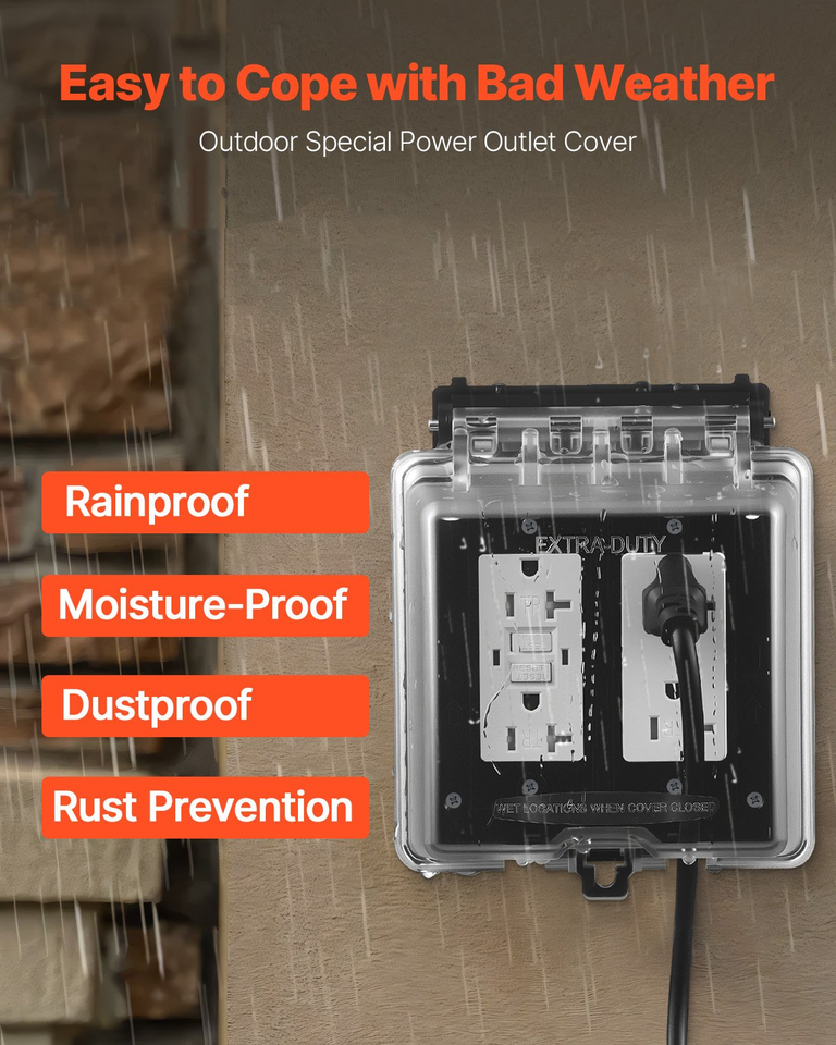 Outdoor Outlet Cover 2-Gang Lockable Weatherproof Electrical Outlet ...